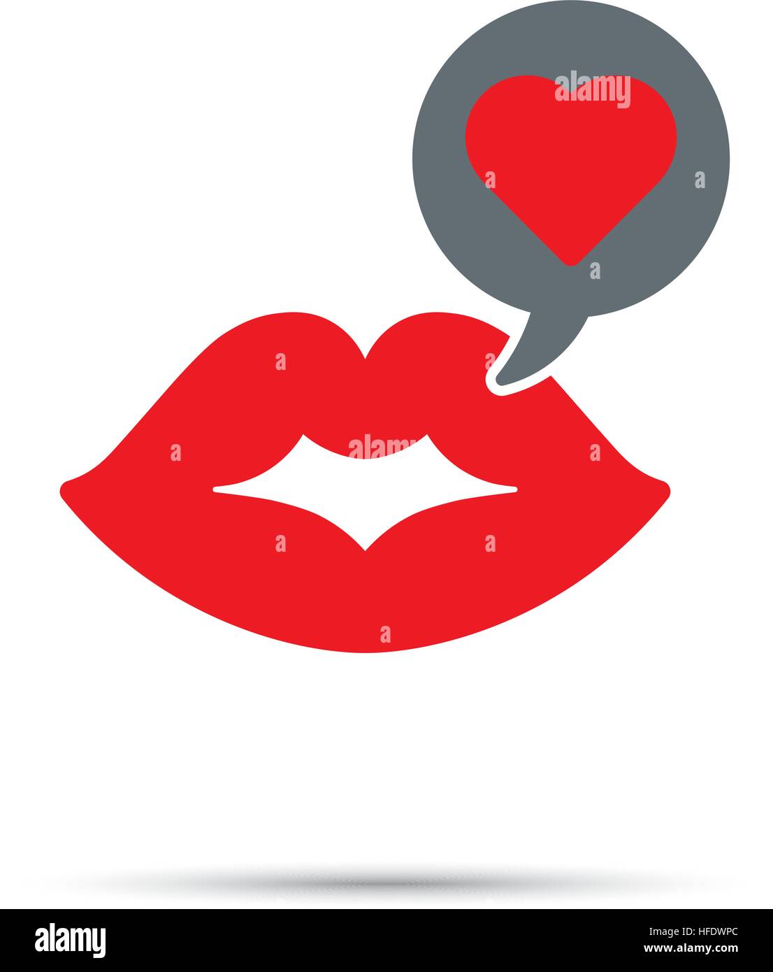 Kiss Icon for Valentines Day. Chat bubble with red heart coming from ...
