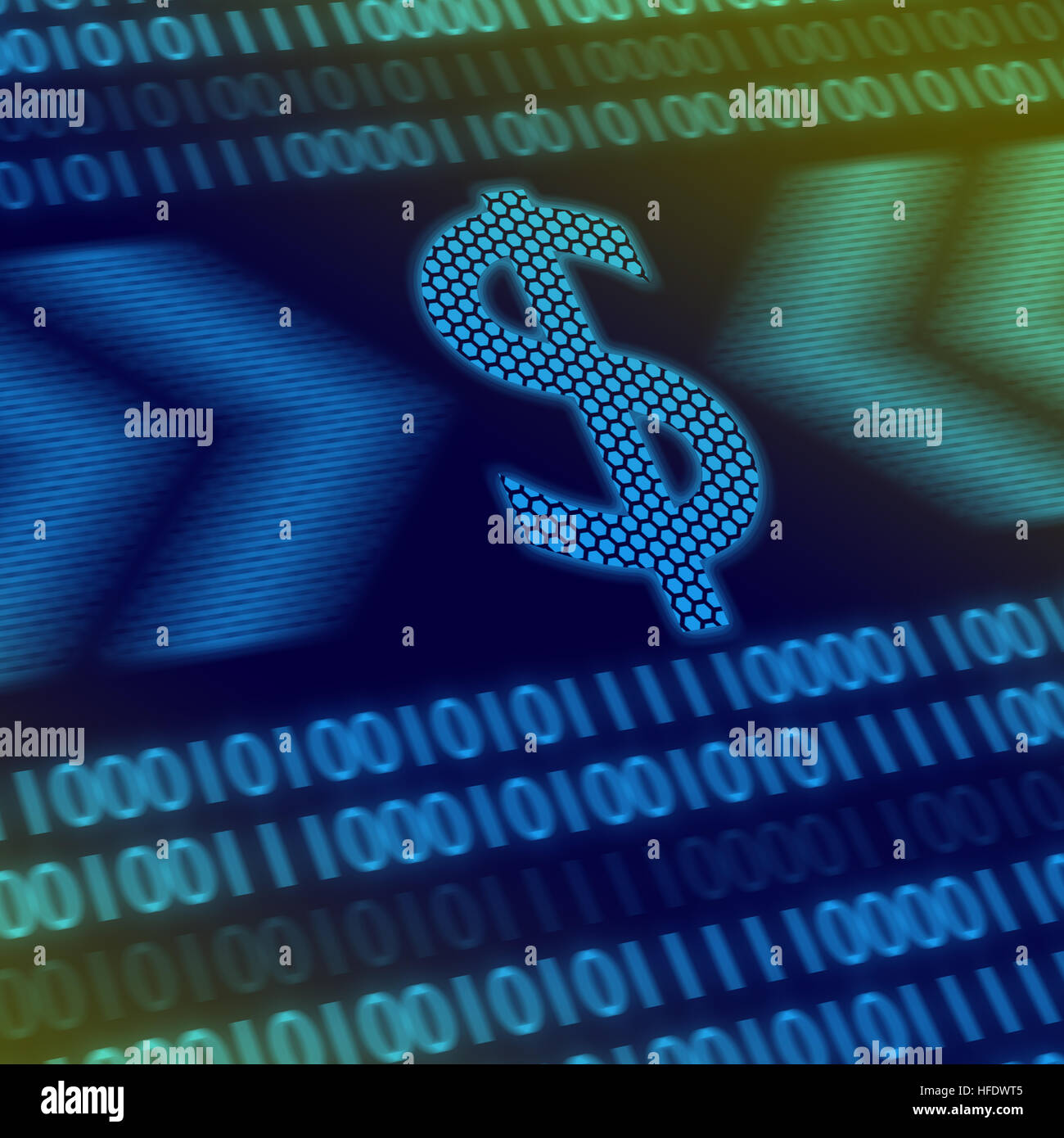 Dollar sign or symbol with binary codes on background Stock Photo - Alamy