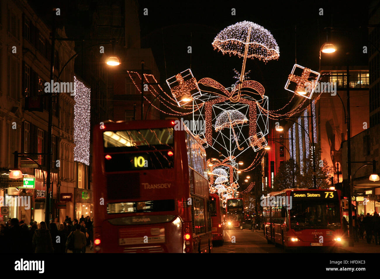 London, UK - November 21, 2010: Street Night View of Oxford Street with ...