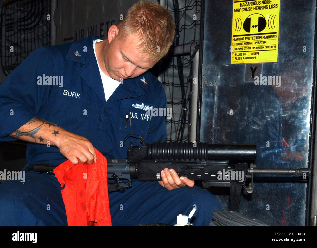 040608-N-2382W-069 Atlantic Ocean (June 8, 2004) - A Sailor assigned to ...