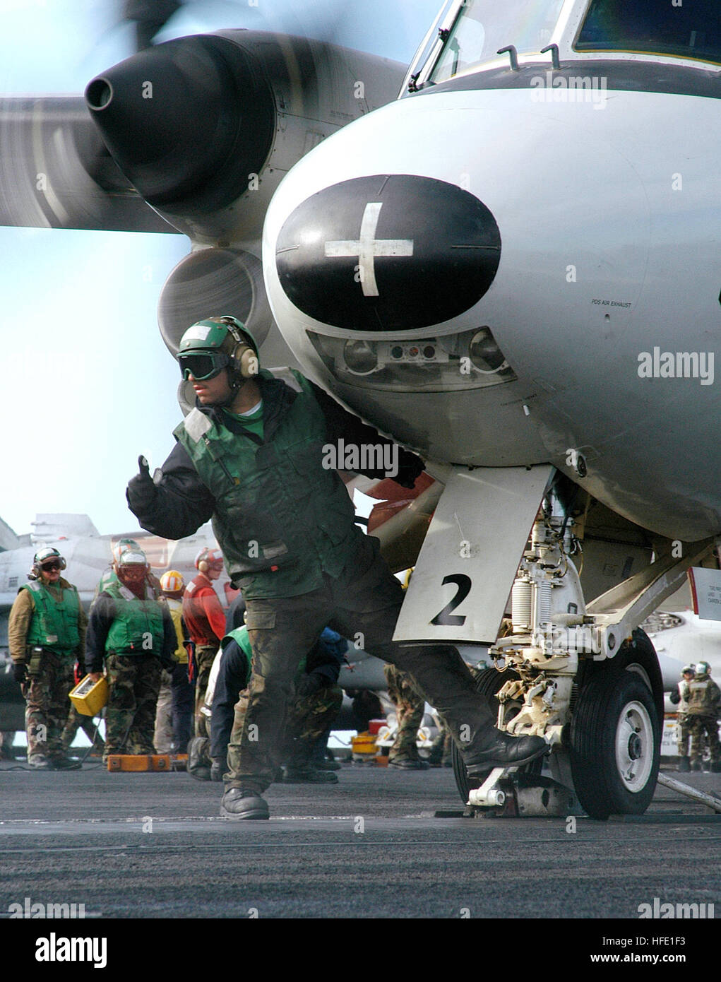 An E-2C Hawkeye from Carrier Airborne Early Warning Squadron VAW-123 is ...
