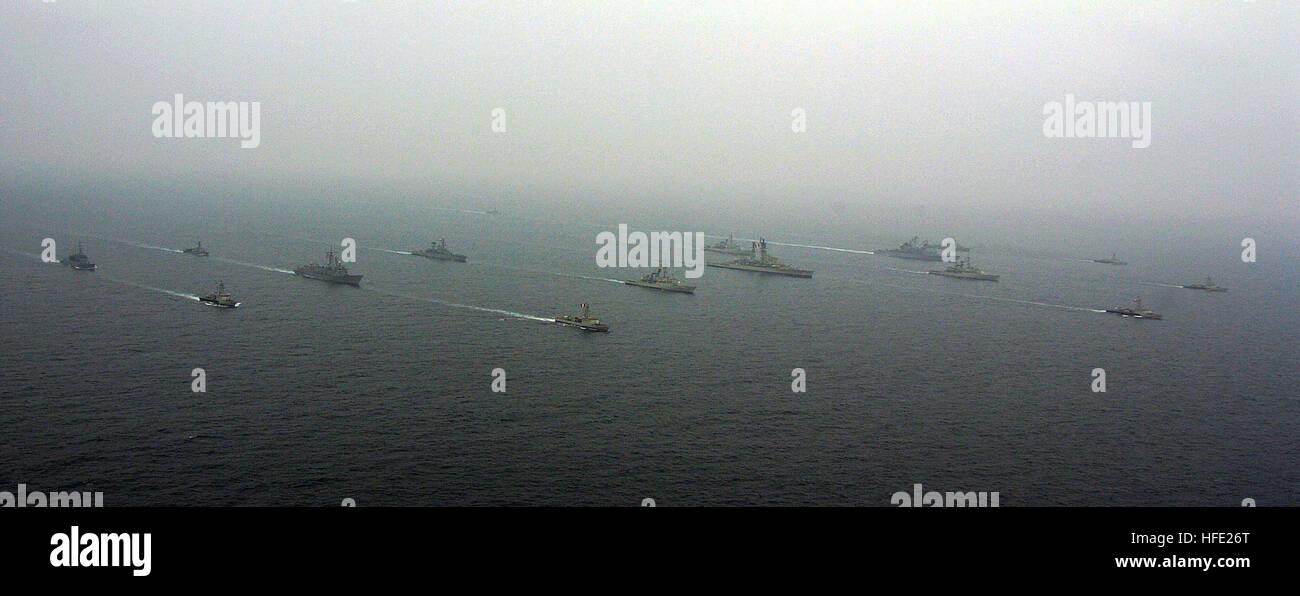 Sixteen surface ships and two submarines from six countries form a ...