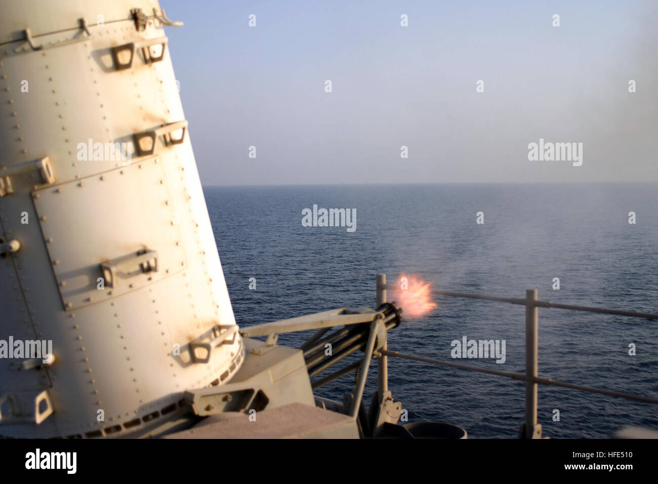 USS Spruance conducts a CWIS live fire test during a Pre-Aim ...