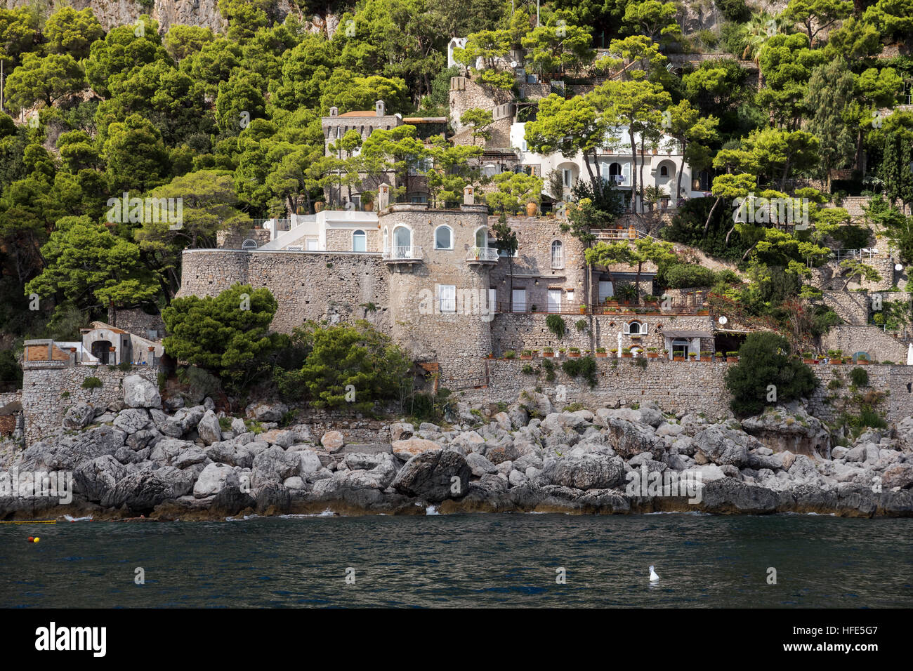 Ancient building on coast ,Capri, an island, Bay of Naples, Italy ...