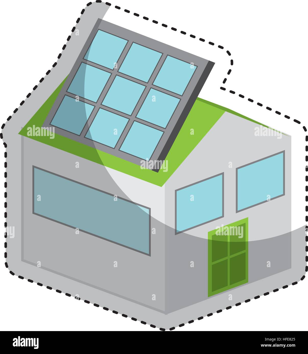 house exterior with panel solar isolated icon vector illustration ...