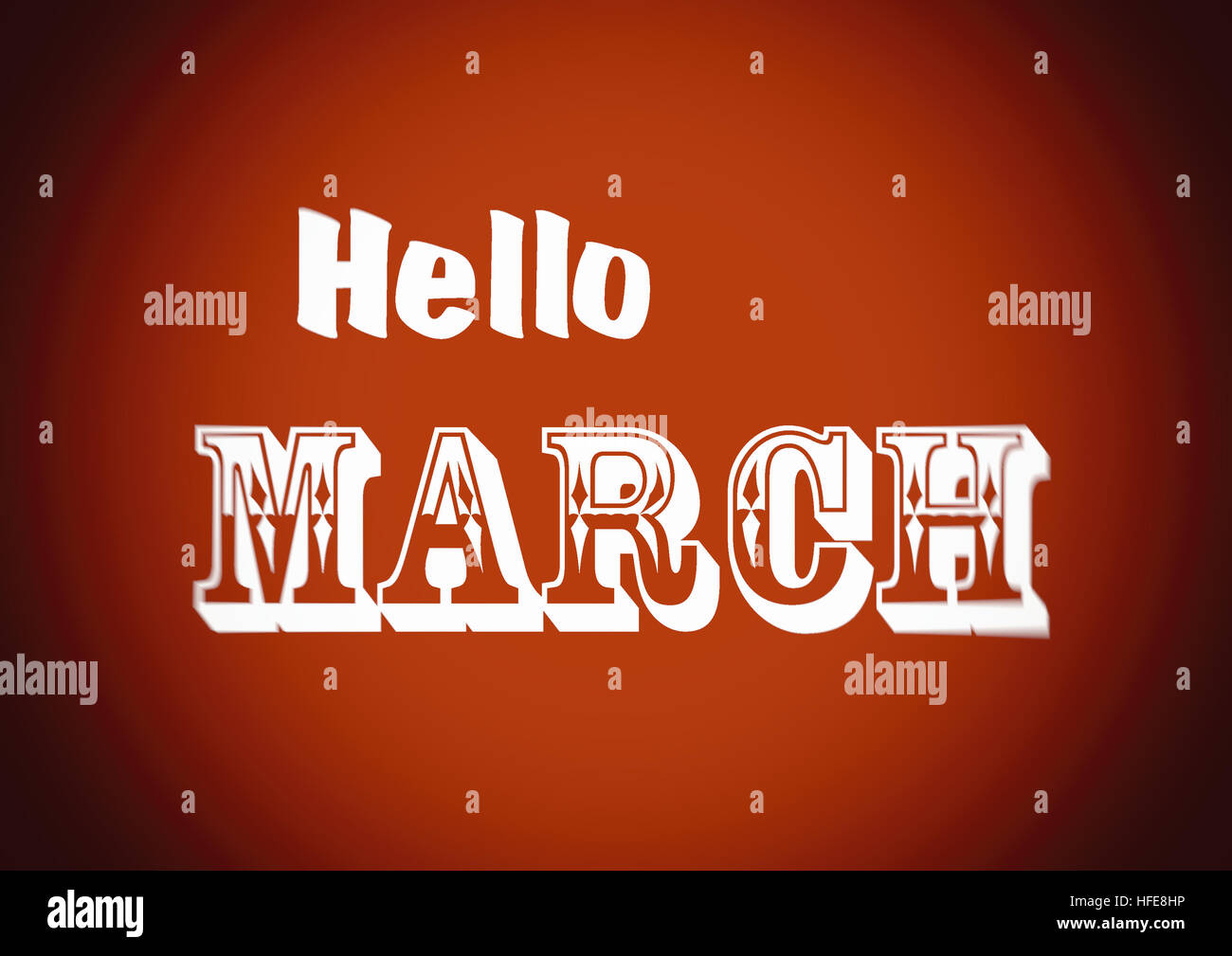 Hello March, motivation poster, quote, blurred images, illustrations ...