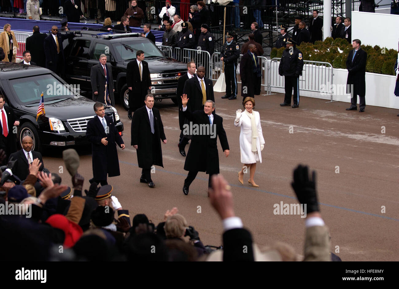 President George W. Bush and first lady Laura Bush walk during the 2005 ...