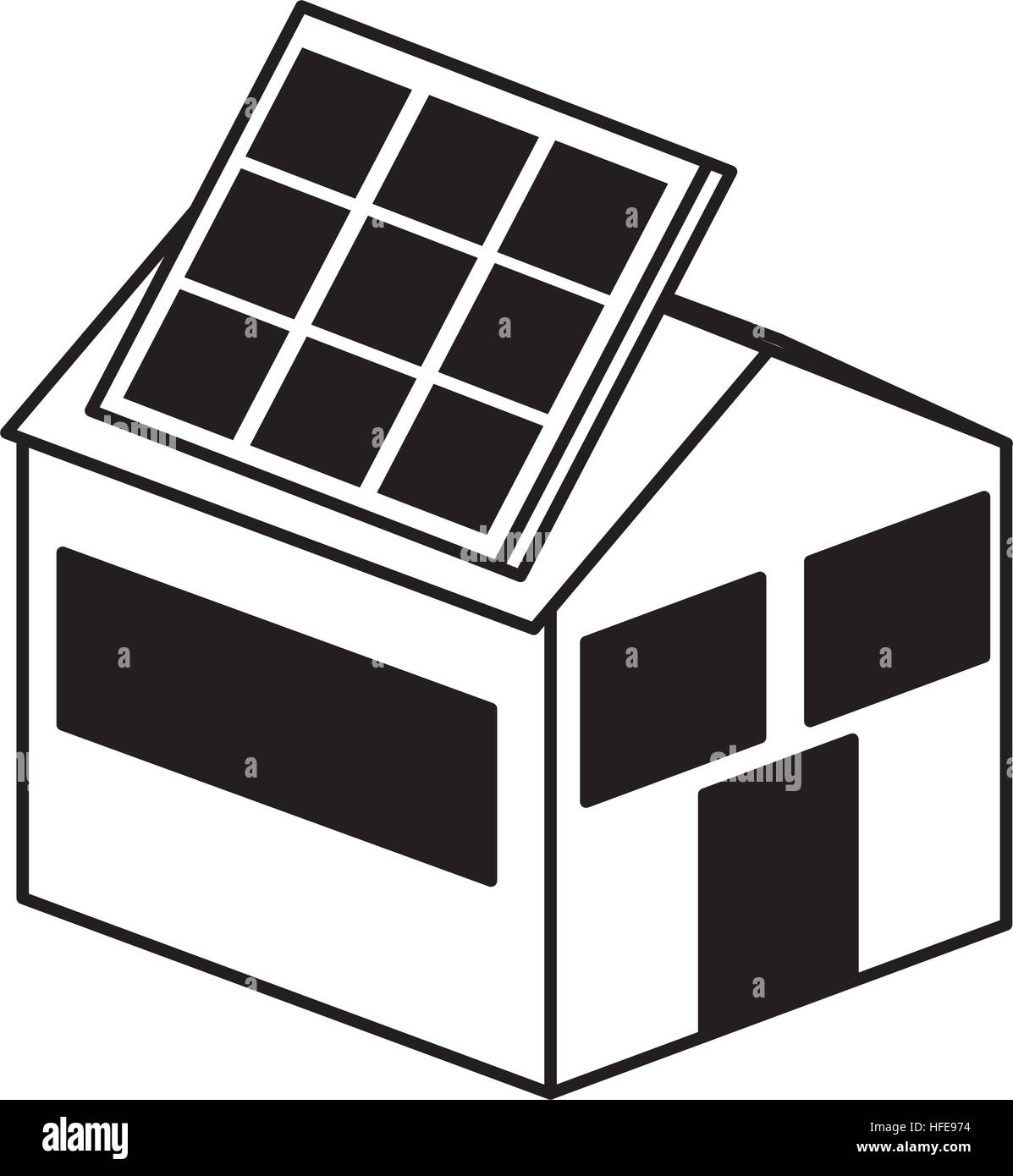 house exterior with panel solar isolated icon vector illustration ...