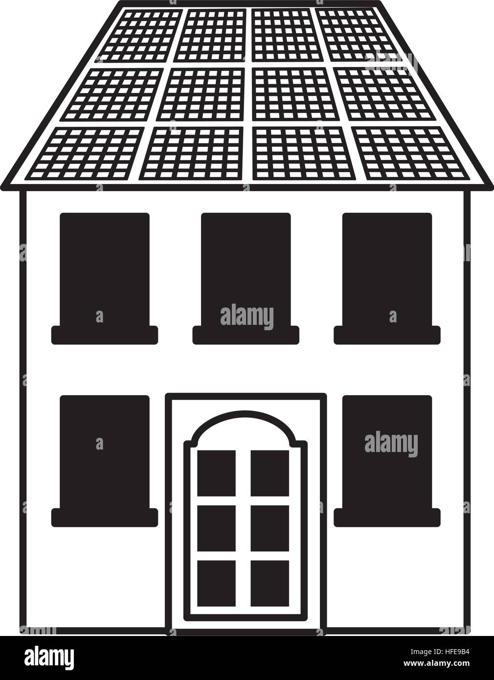 building with panel solar silhouette isolated icon vector illustration ...