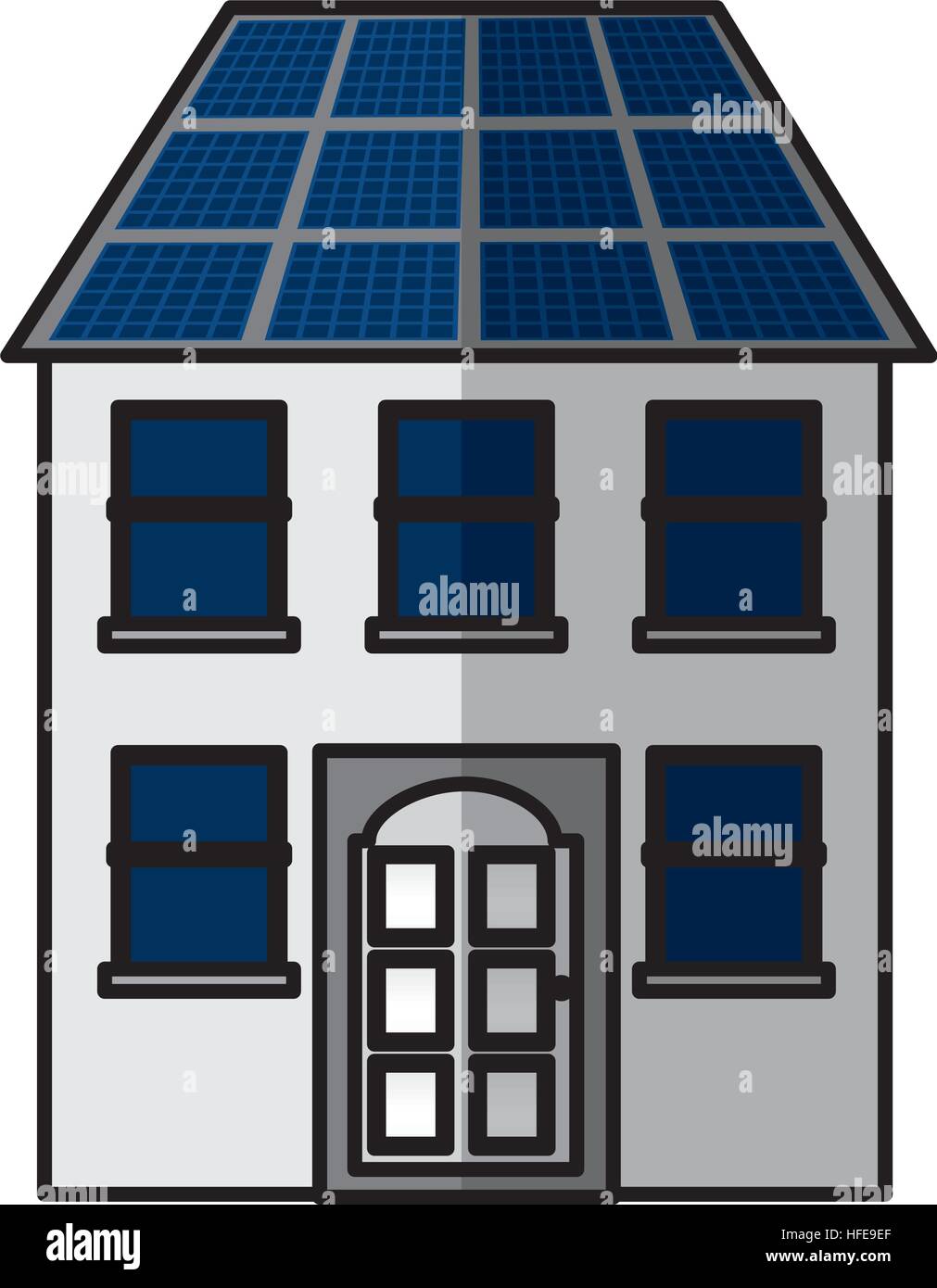 building with panel solar silhouette isolated icon vector illustration ...