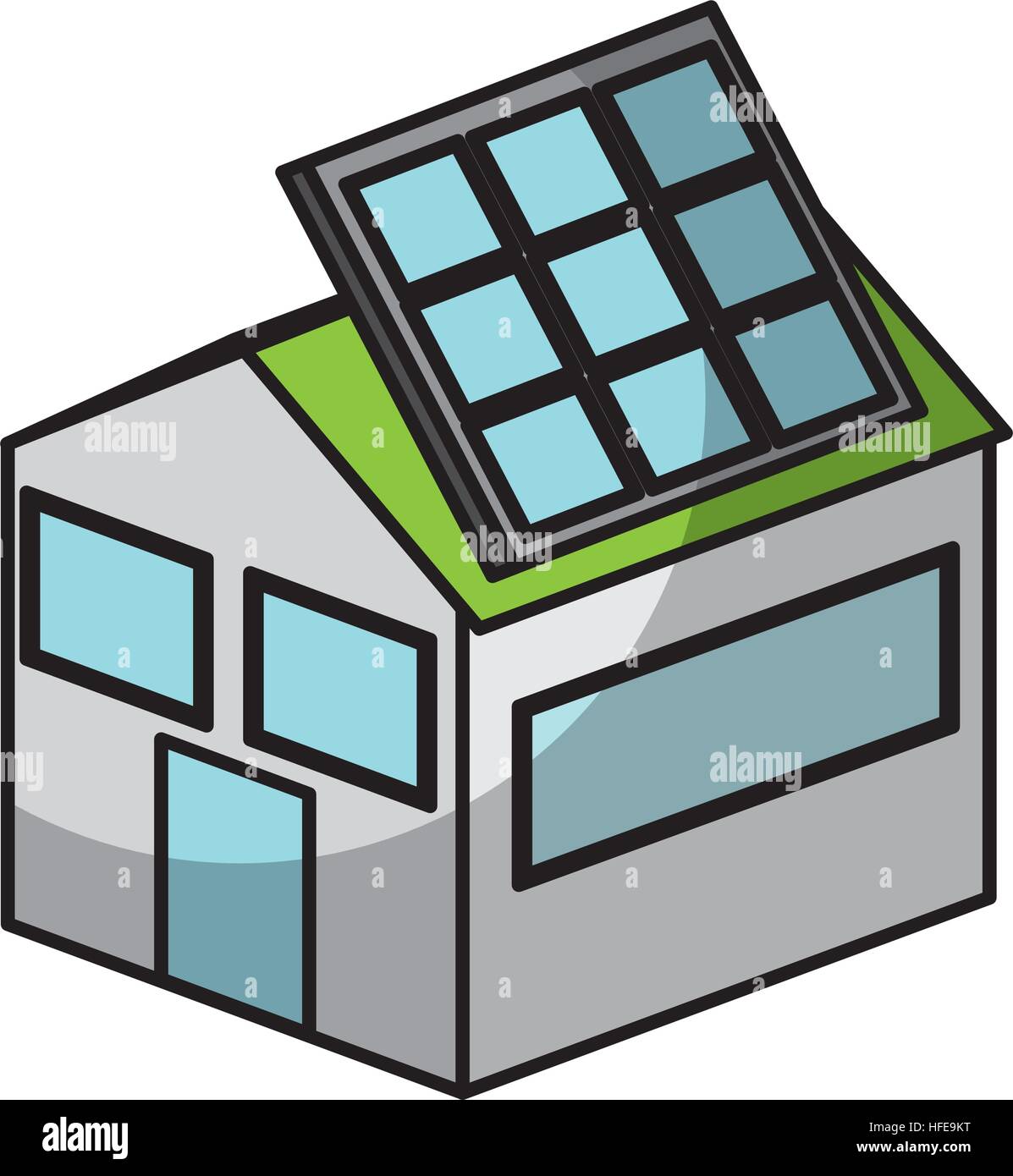 house exterior with panel solar isolated icon vector illustration ...