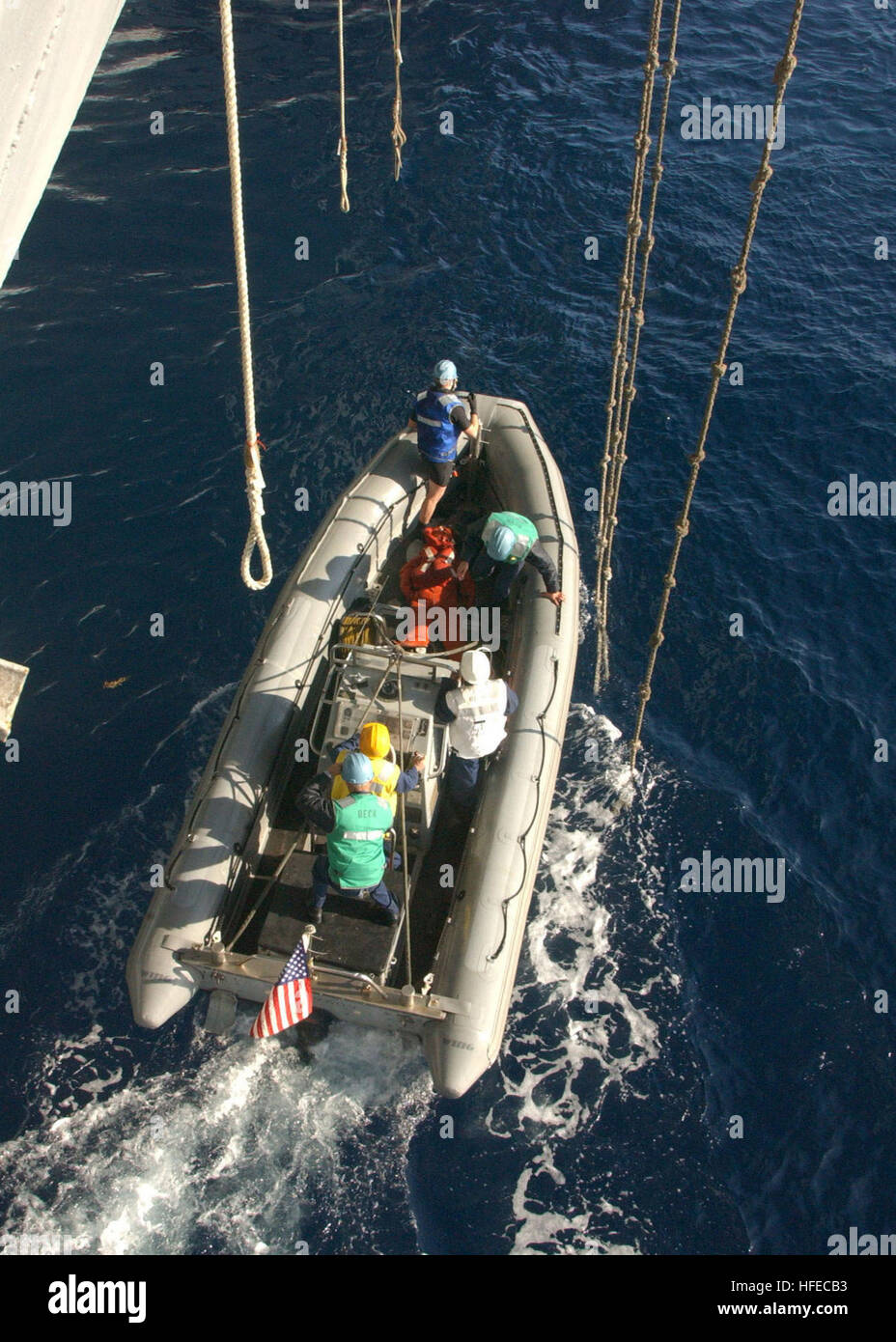 021208-N-0275F-506 Atlantic Ocean (Dec. 6, 2002) – Sailors position a ...