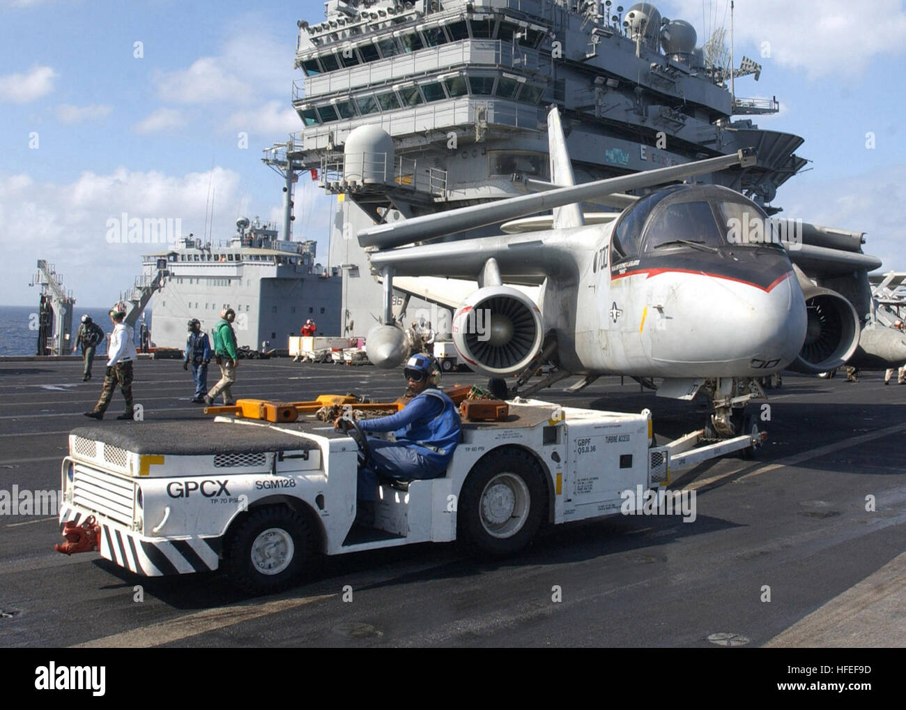 Us navy flight deck tractor hi-res stock photography and images - Alamy