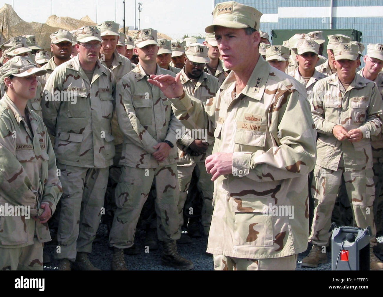 030205-N-1050K-013 Camp Patriot, Kuwait (Feb. 5, 2003) -- Adm. Robert J ...