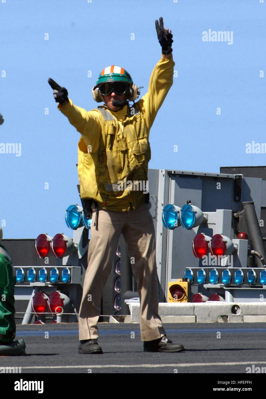 Flight deck shooter signals hi-res stock photography and images - Alamy