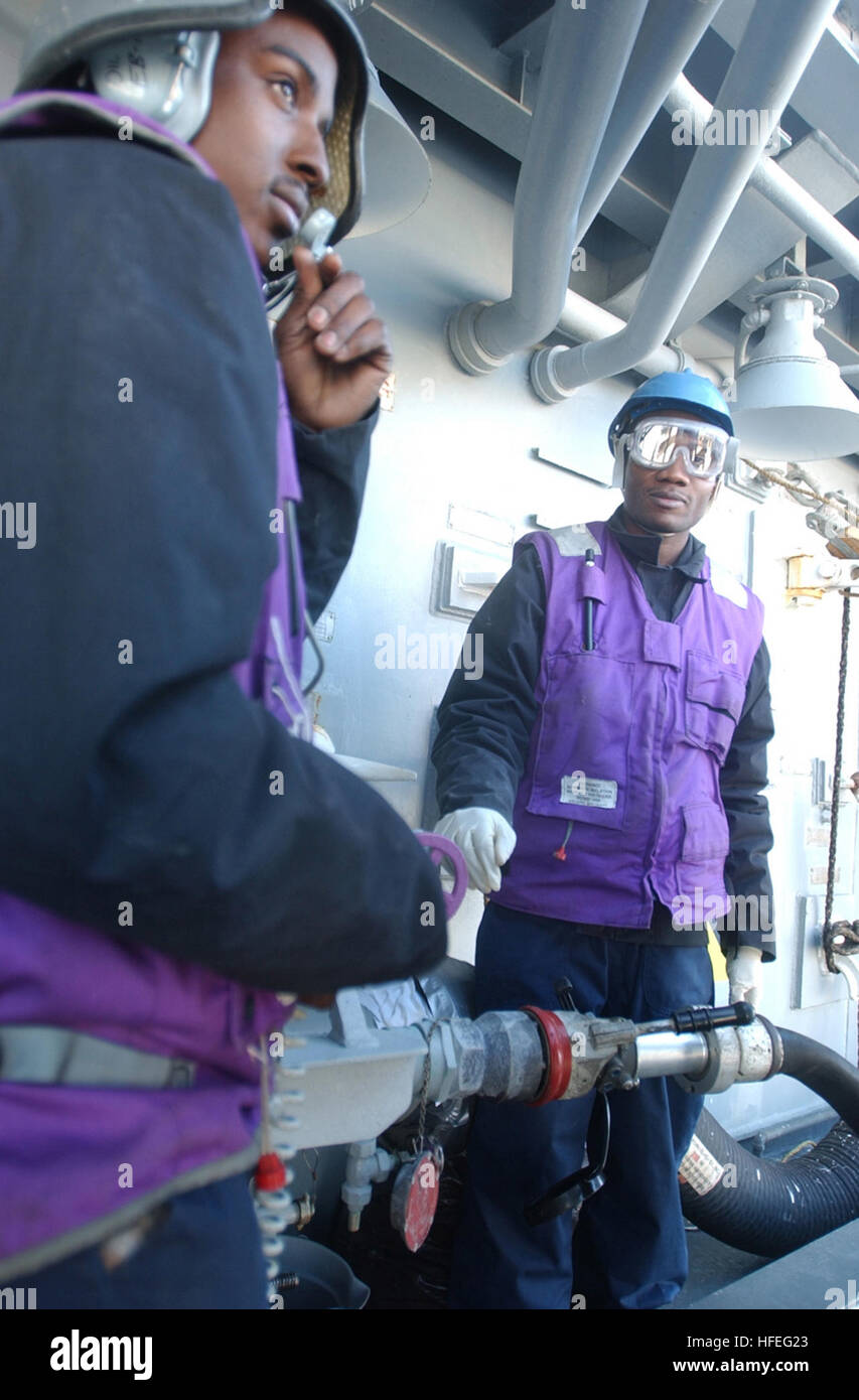USS Anzio (CG 68) conducts a Replenishment at Sea operation in the ...
