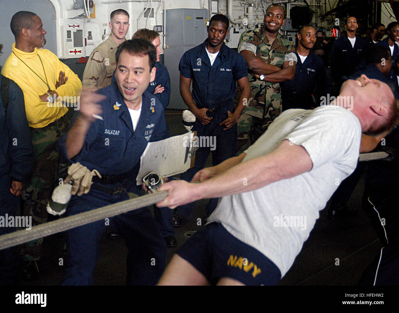 030329-N-1512S-037 The Arabian Gulf (Mar. 29, 2003) -- Hospital Corpsman 1st Class Dan Salazar ...