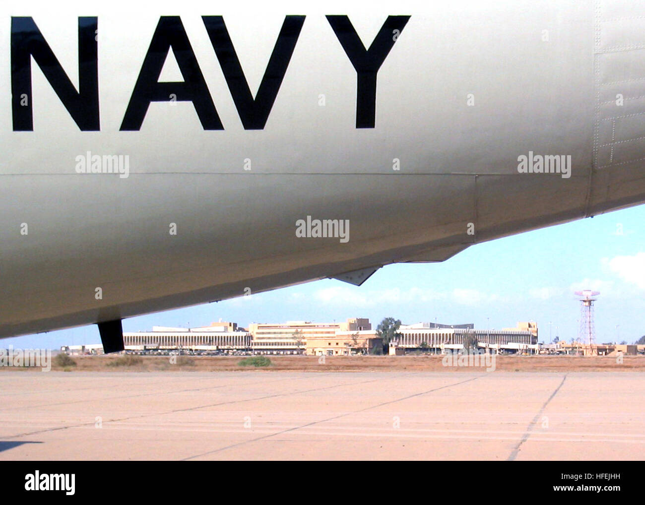 030416-N-1018T-001 Baghdad, Iraq (Apr. 16, 2003) -- The tail of a P-3 ...