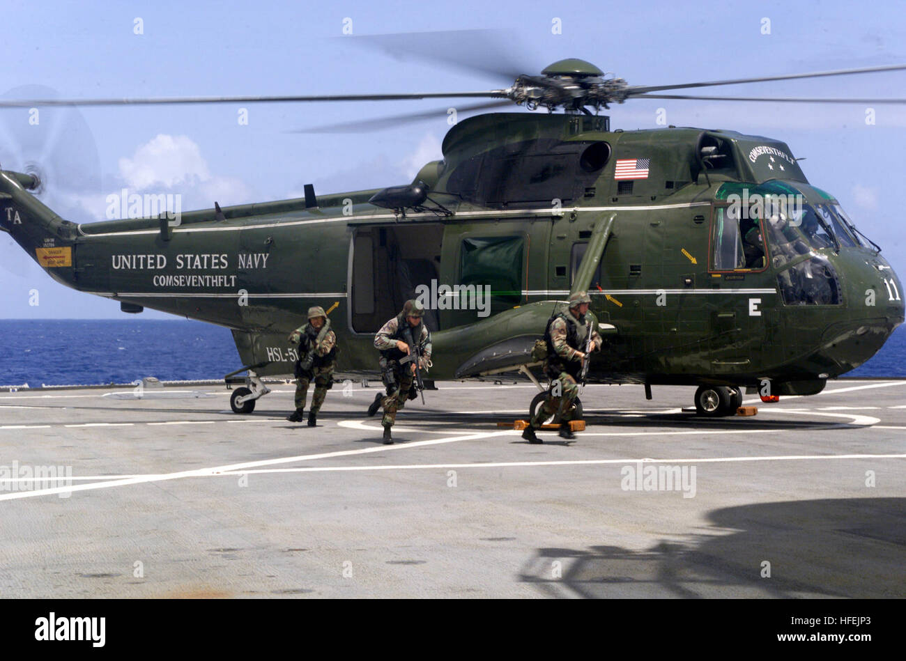 030421-N-9392E-010 Philippine Sea (Apr. 21, 2003) -- Marines from the ...