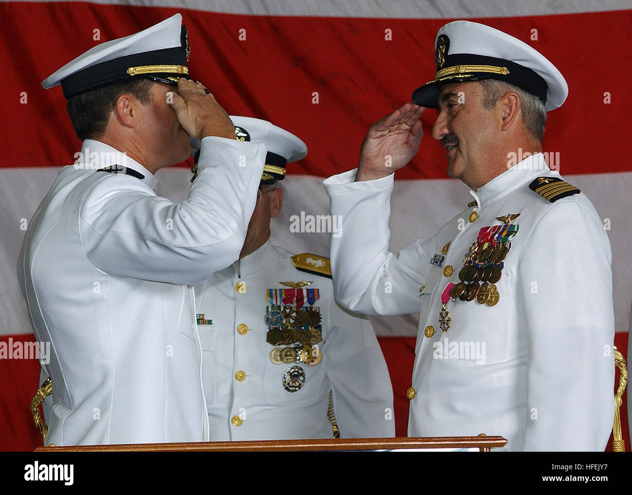 040930-N-1082Z-050 Naval Station Norfolk, Va. (Sept. 30, 2004) - Capt. Gary R. White, left ...