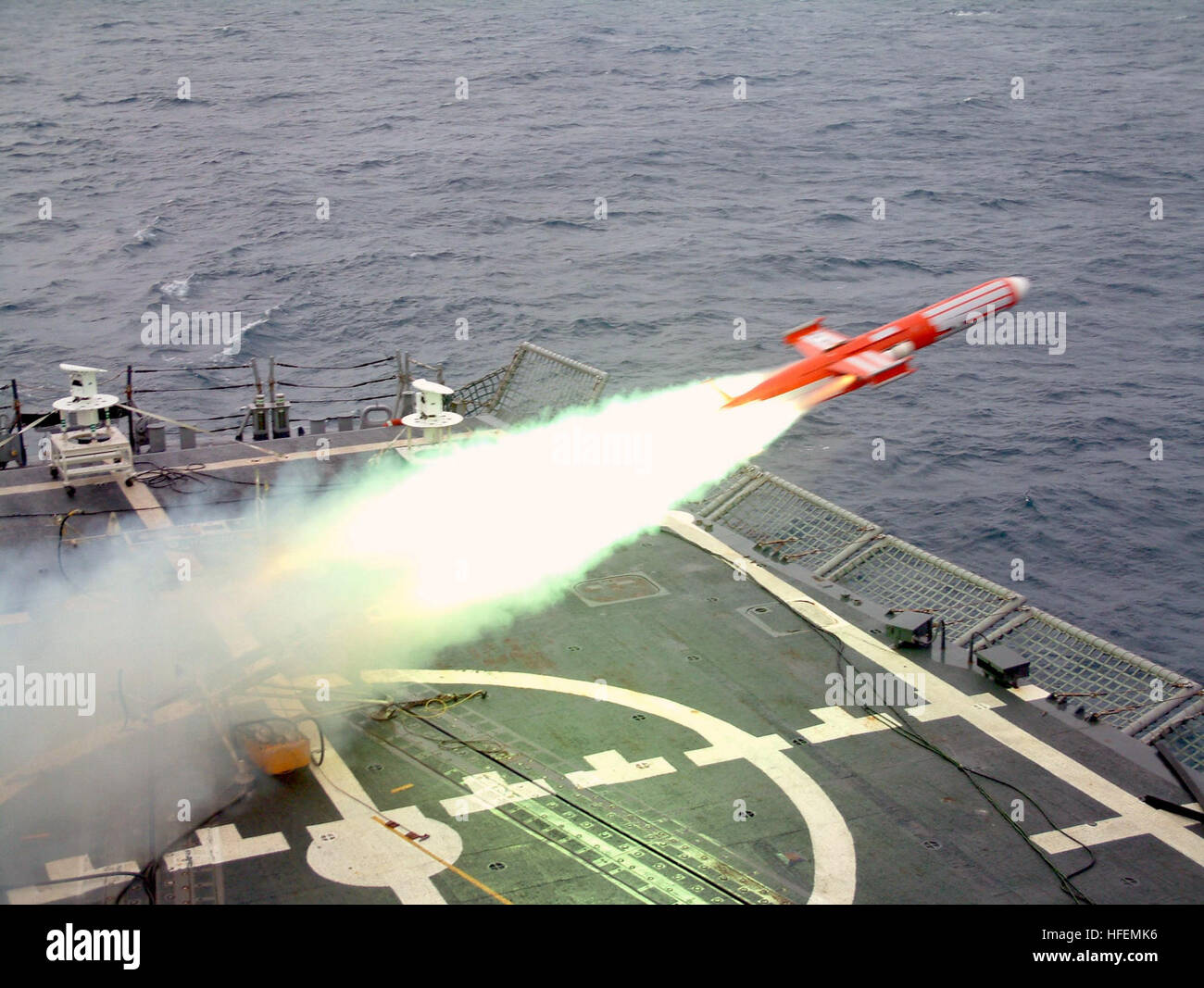 USS Curts (FFG 38) launches a BQM-74E aerial drone target during the ...