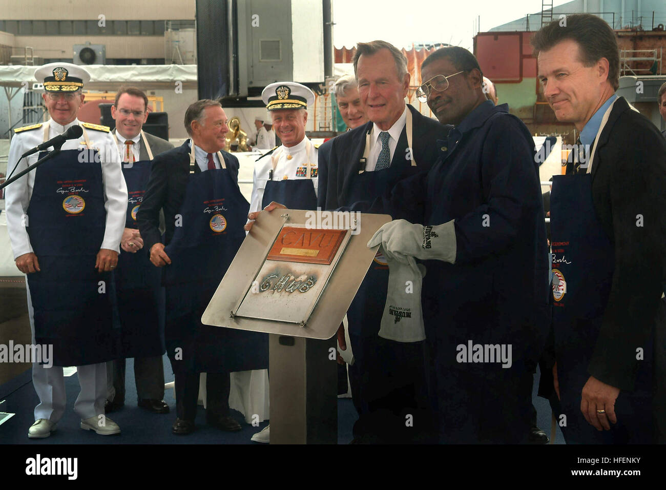 The keel laying ceremony of George H.W. Bush (CVN 77), the 10th and ...