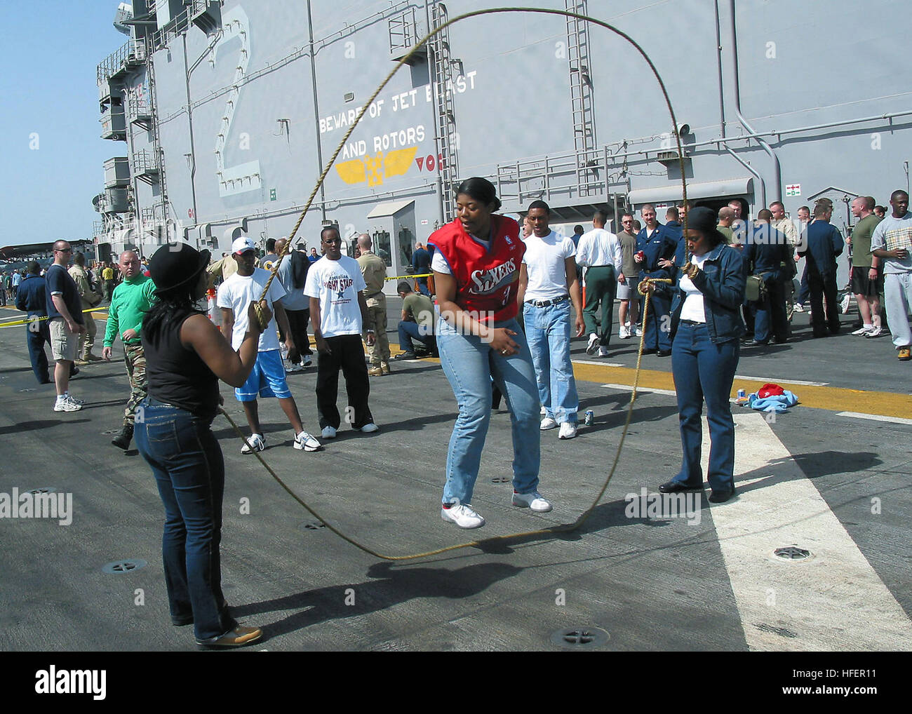 Sailors and Marines aboard USS Saipan participate in a Captain's Cup ...