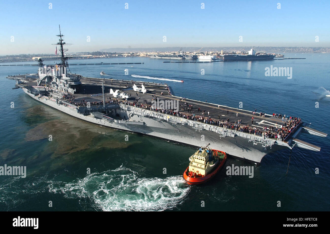 The decommissioned aircraft carrier USS Midway (CVB 41) transits San ...