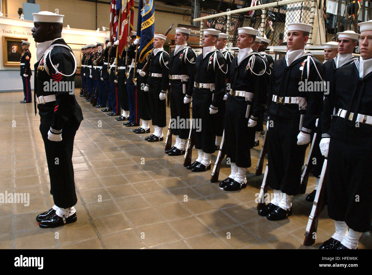 040226-N-2383B-038 Washington, D.C., (Feb. 26, 2003) Ð U.S. Navy Ceremonial Guard Sailors stand ...