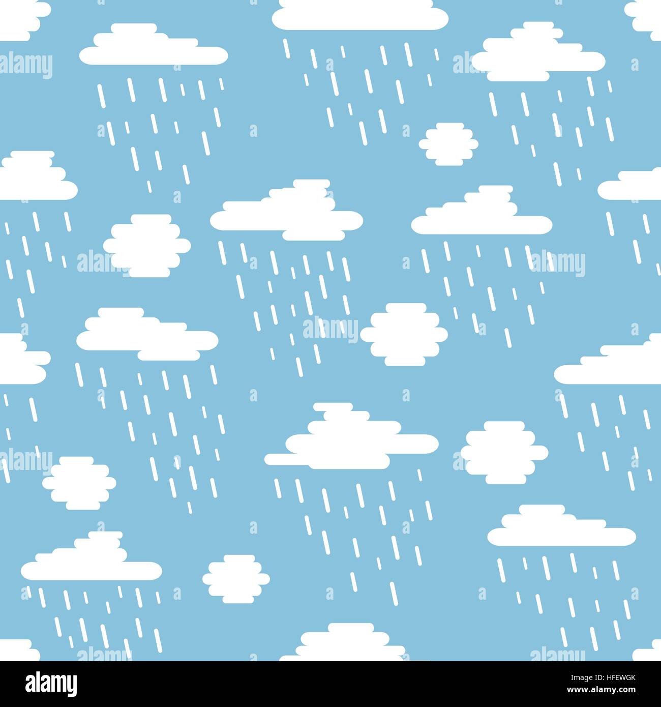 Seamless pattern, clouds and rain created of rounded lines. Rainy day ...