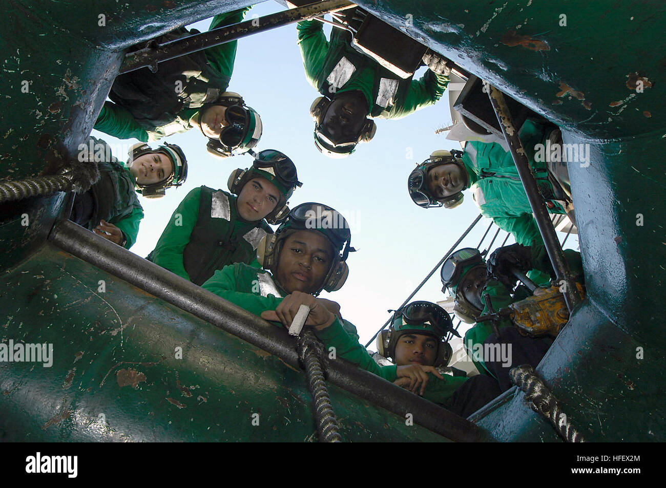 040323-N-6533C-031 Arabian Gulf (Mar. 23, 2004) Ð Air Department crew ...