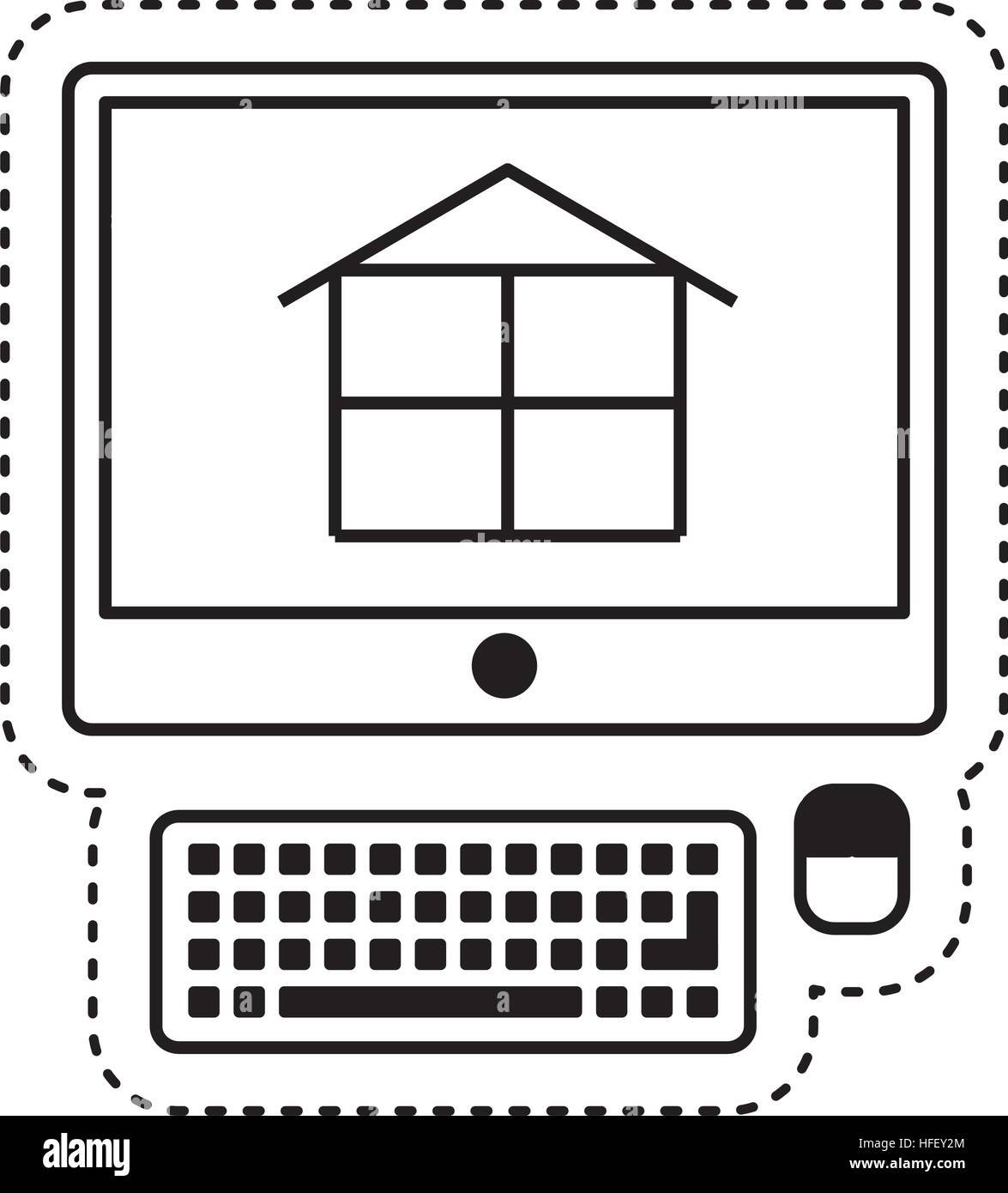 computer with construction software vector illustration design Stock ...