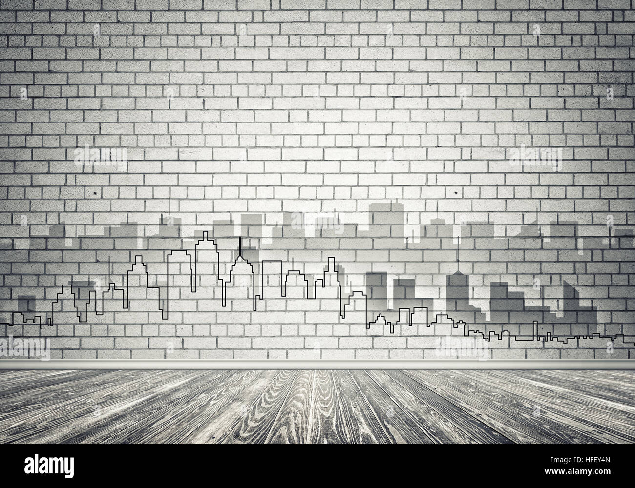 City design on wall Stock Photo - Alamy