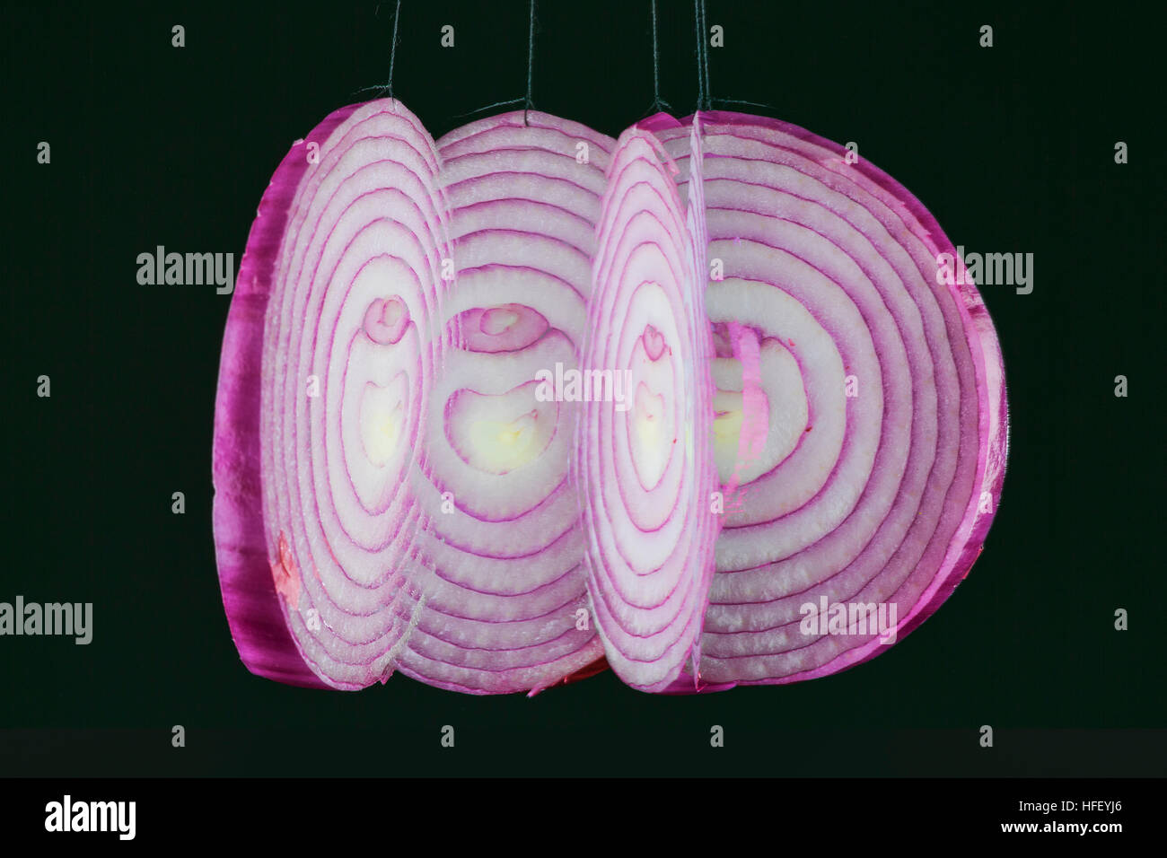 Onion slice in motion. Food, multiple exposure, food in motion, unique ...