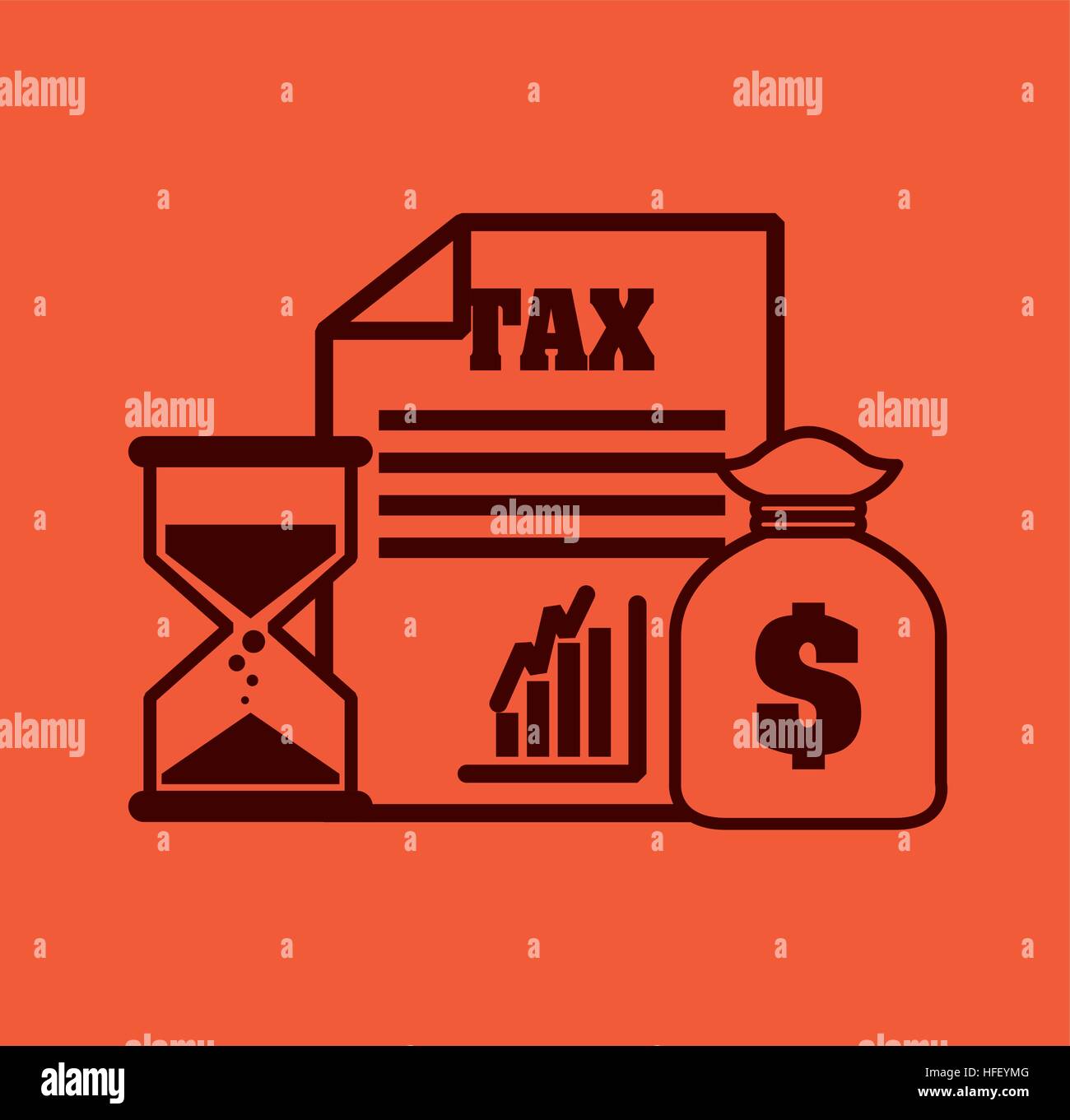 tax time flat line icons vector illustration design Stock Vector Image ...