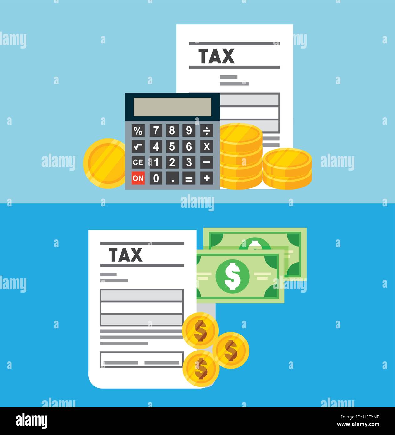 tax time flat line icons vector illustration design Stock Vector Image ...