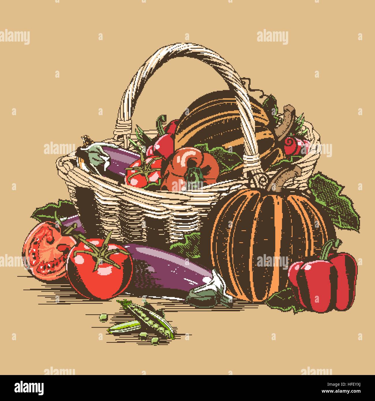 Vegetable harvest basket Stock Vector Images - Alamy