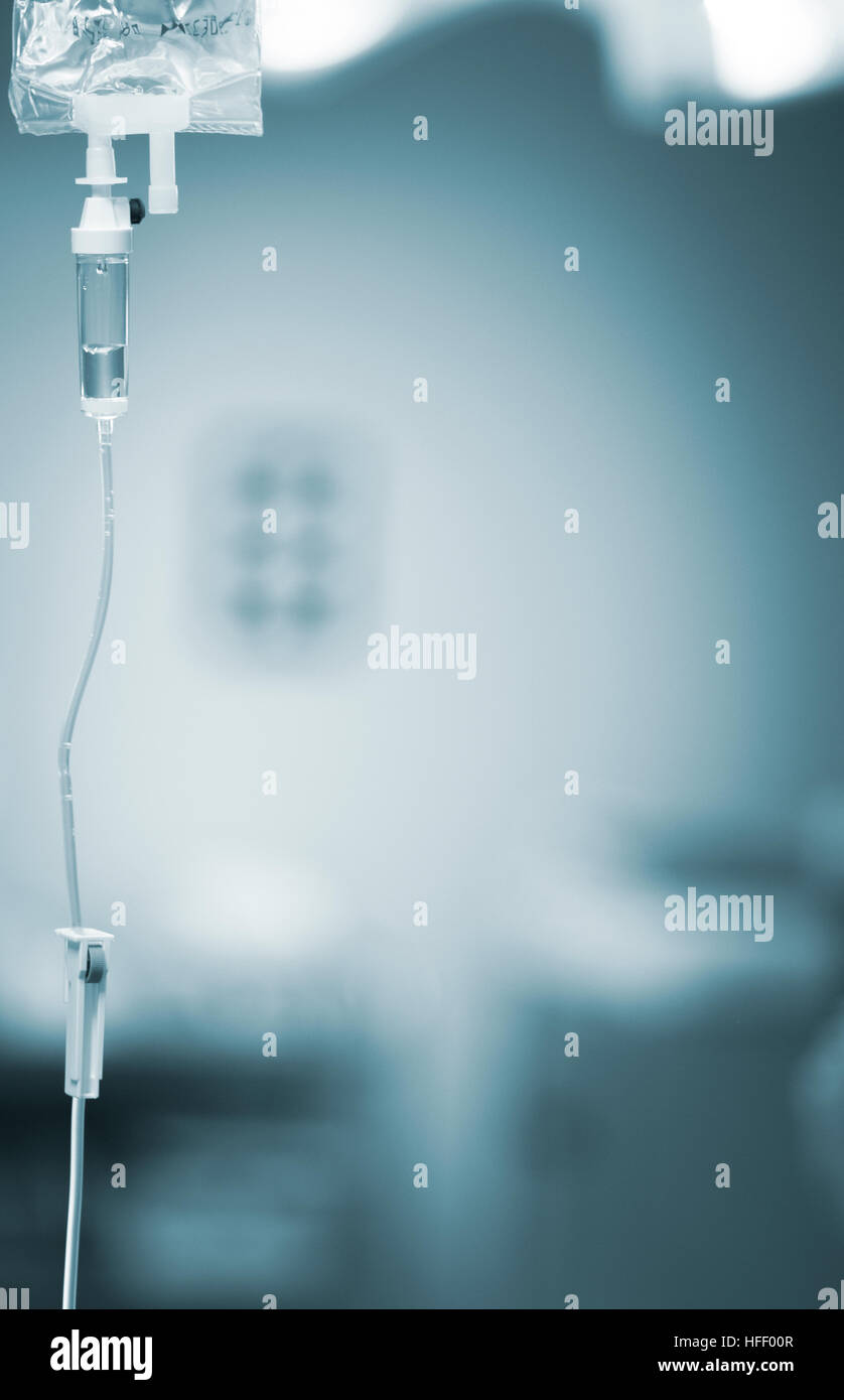 Medical intravenous IV drip in hospital used to replace liquids in ...