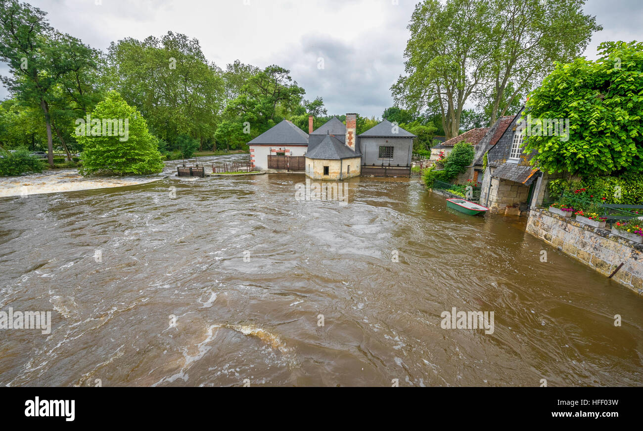 Heavy summer floods in Loire valley Stock Photo - Alamy