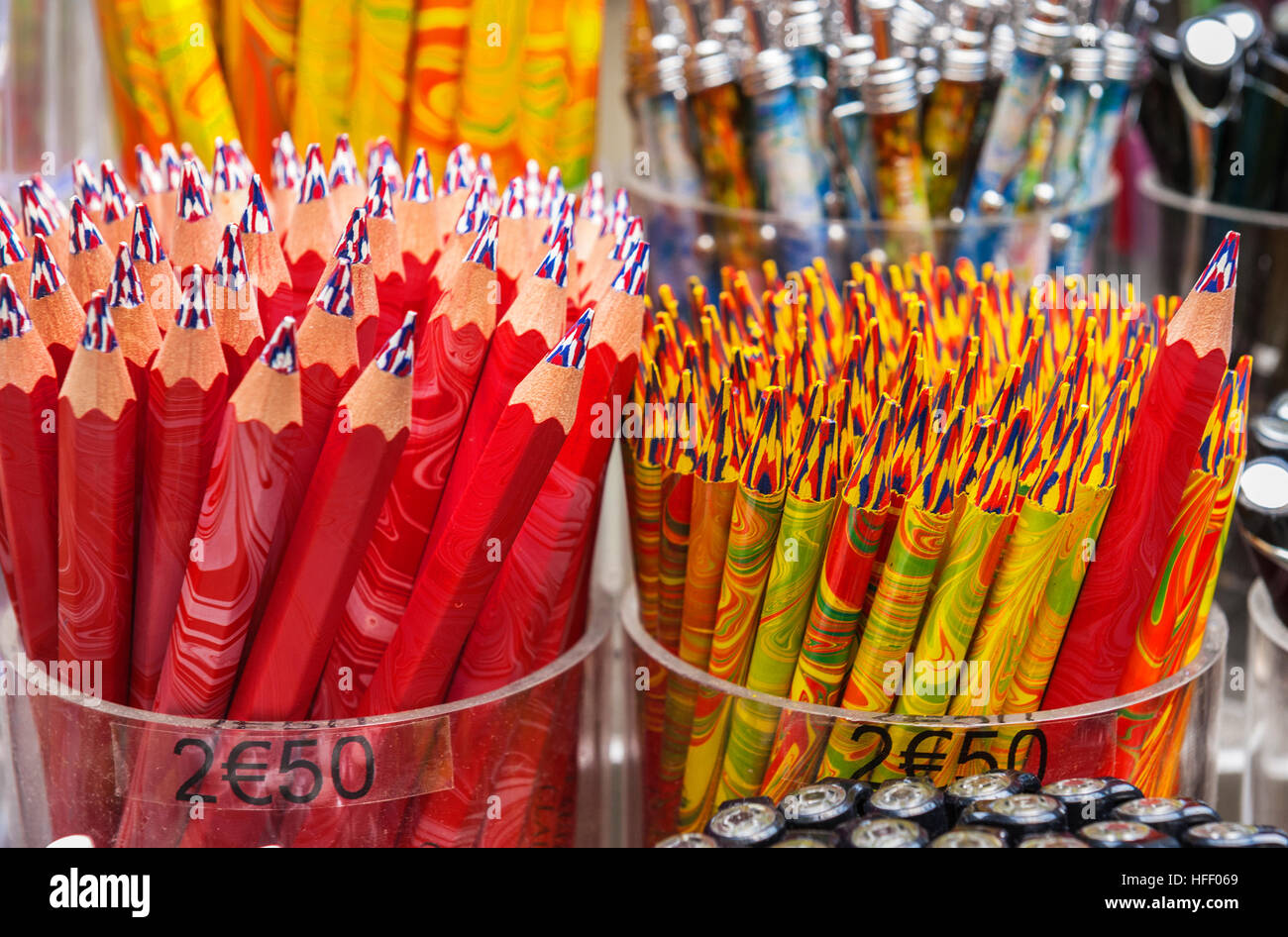 Unusual pencils in the shop Stock Photo - Alamy