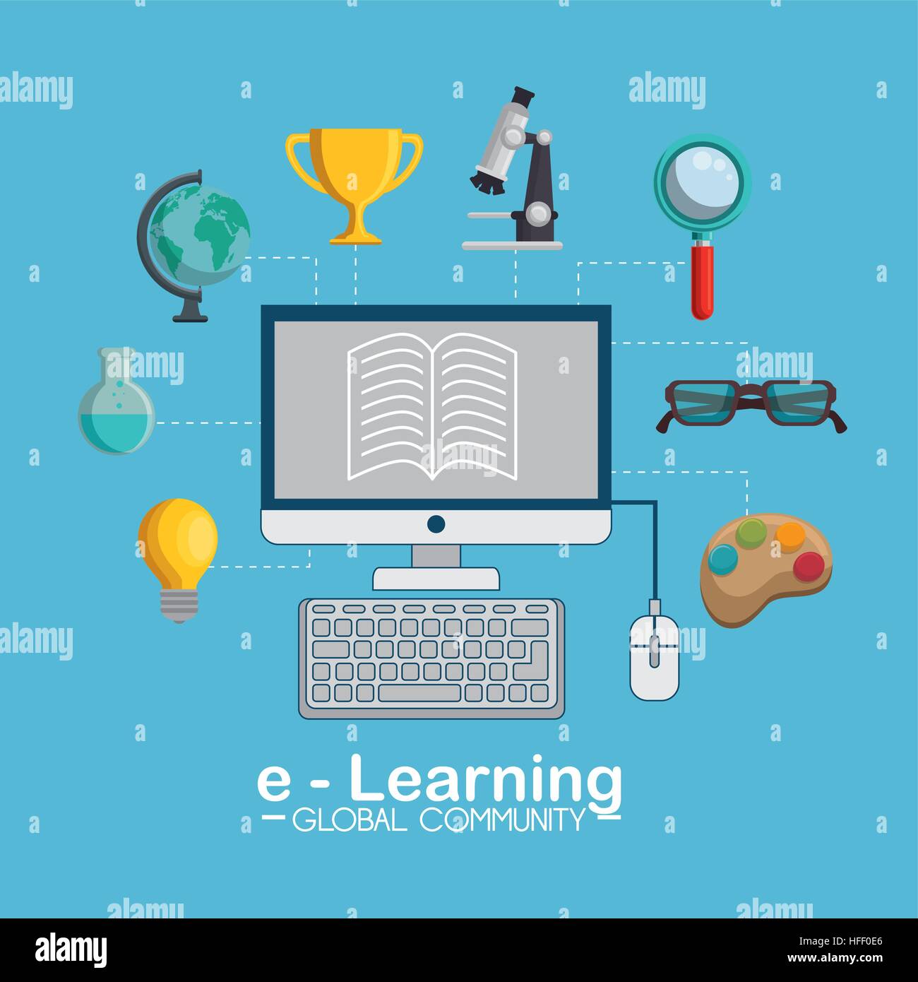 e-learning global community concept vector illustration design Stock ...