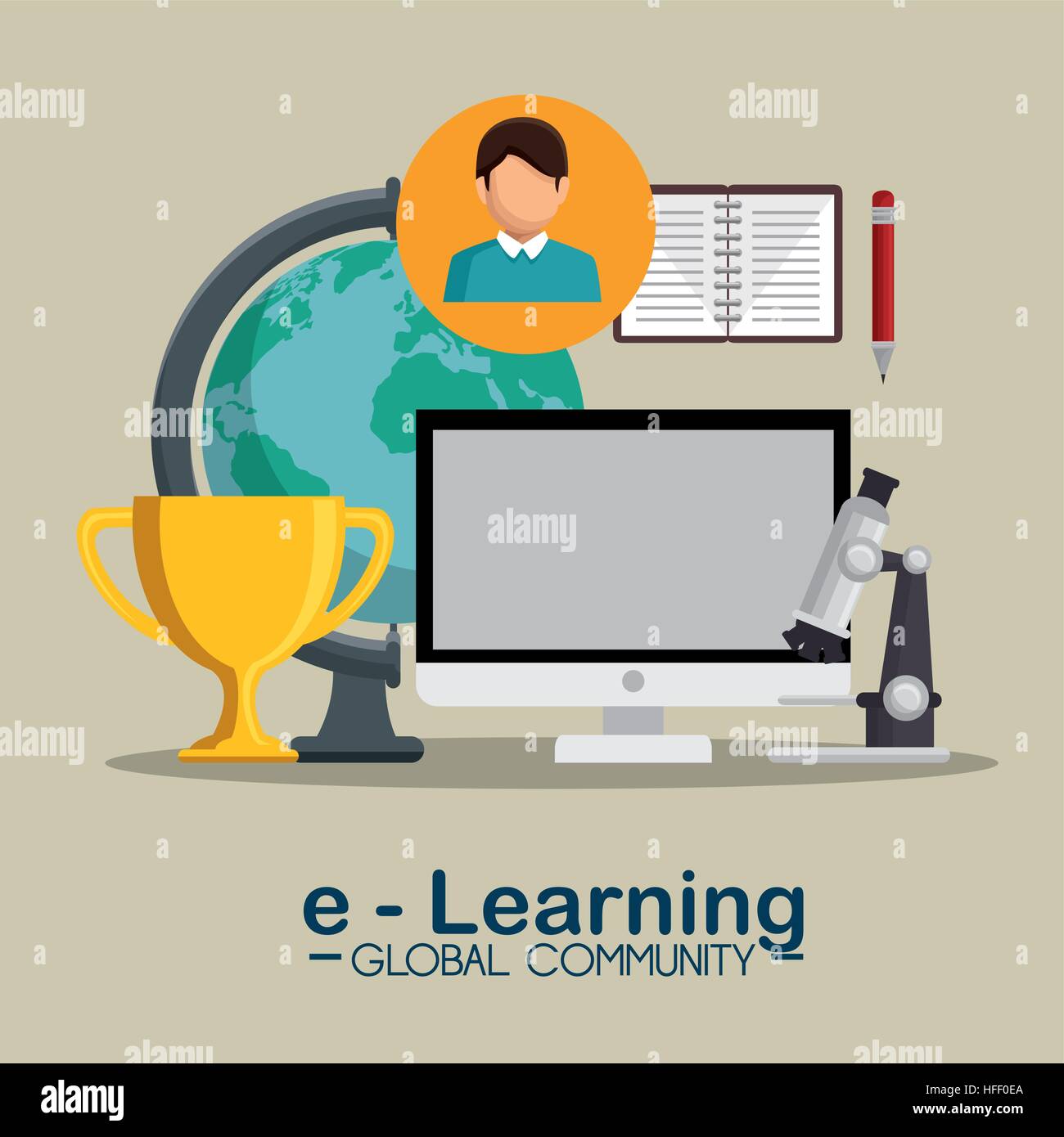 e-learning global community concept vector illustration design Stock ...