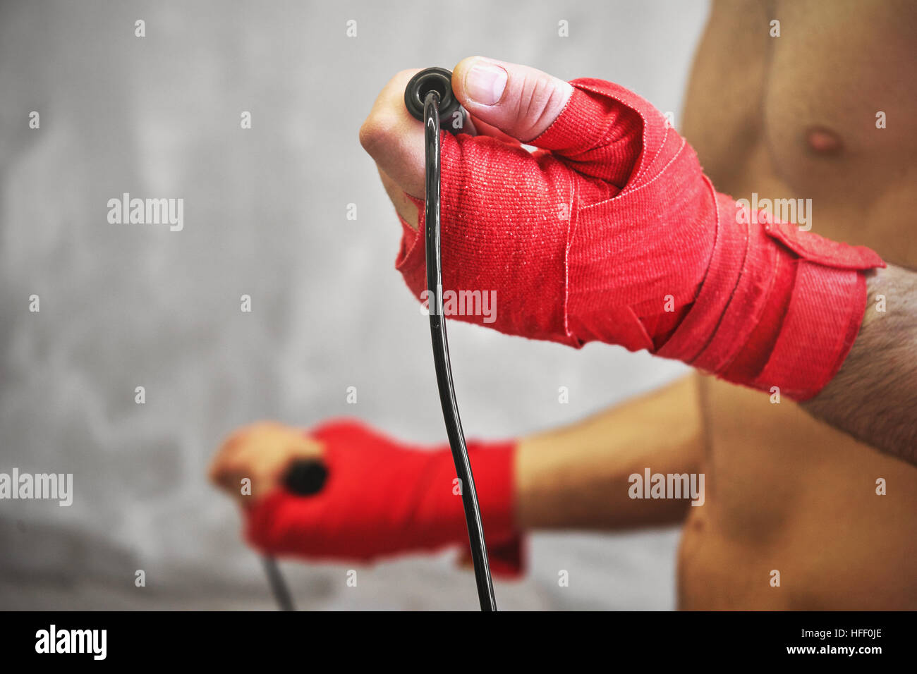 Boxer jump rope training, strength workout concept Stock Photo - Alamy