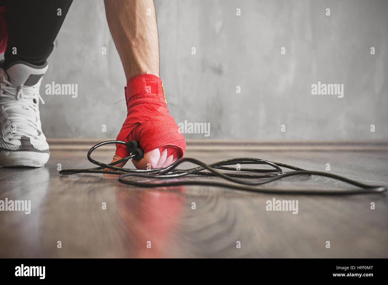 Boxer jump rope training, strength workout concept Stock Photo - Alamy