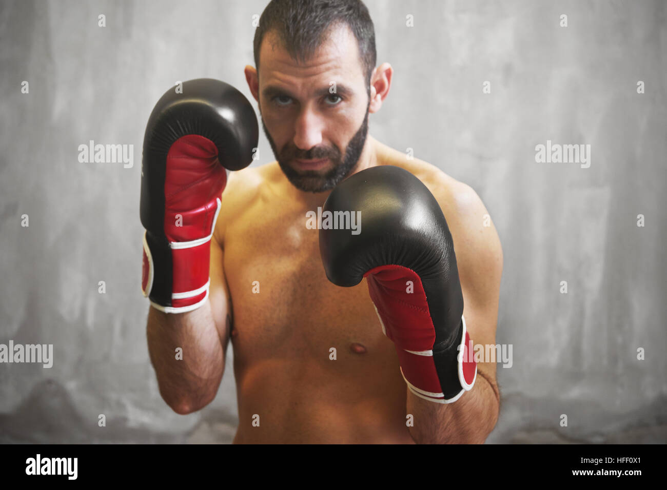 Boxing man ready to fight Stock Photo - Alamy