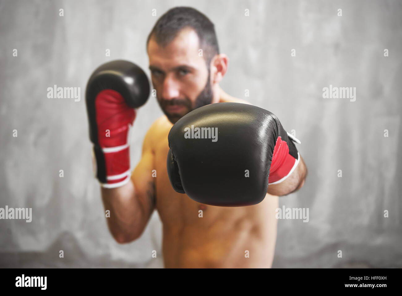 Boxing man ready to fight Stock Photo - Alamy