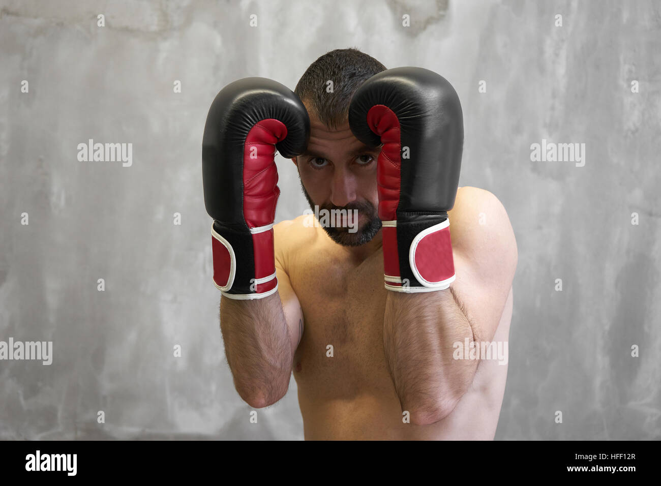 Boxing man ready to fight Stock Photo - Alamy