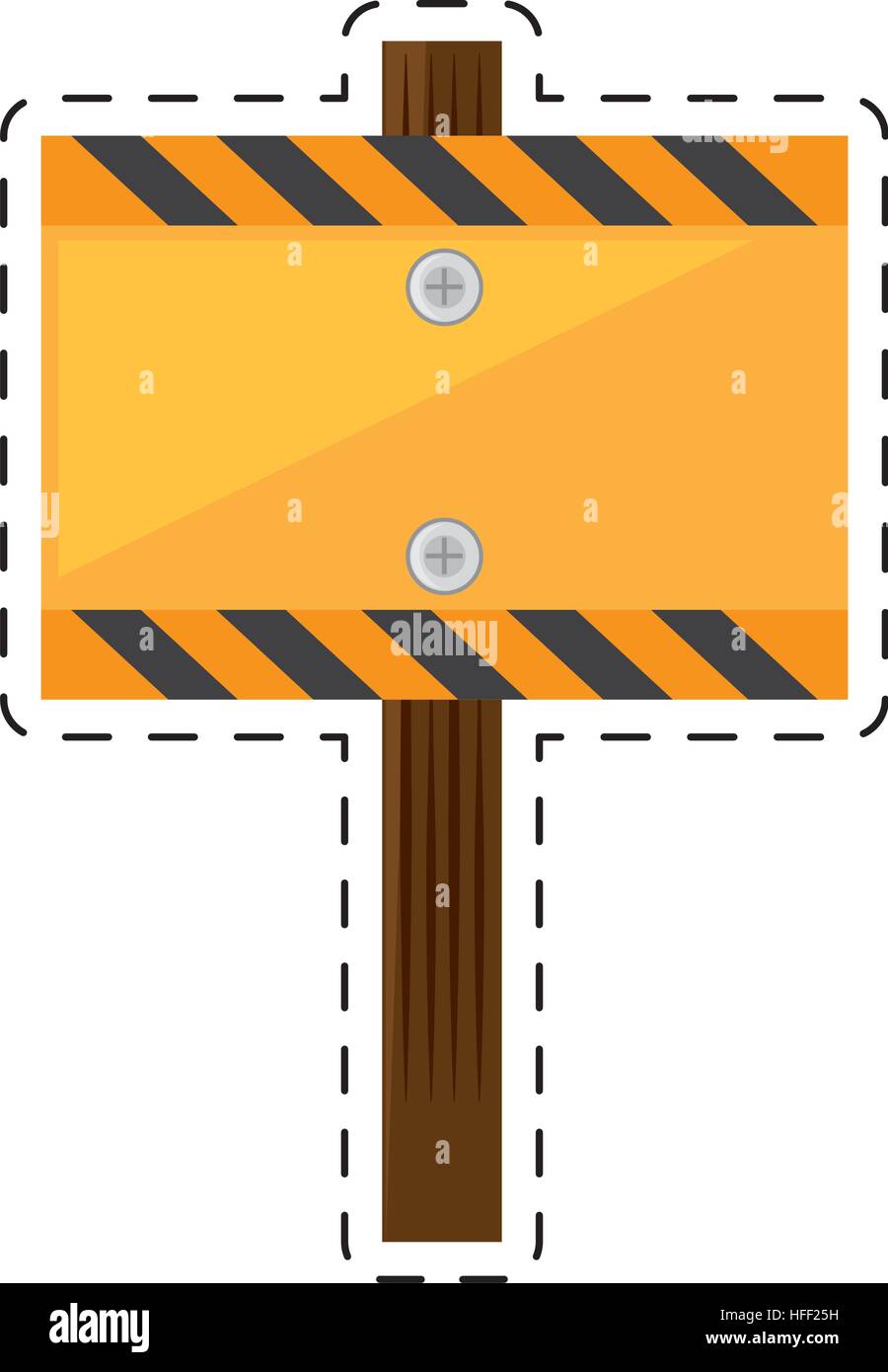 sign road rectangle caution yellow empty cut line Stock Vector Image ...
