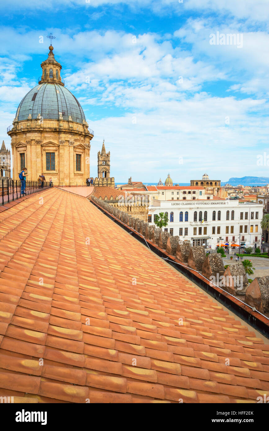 Palermo Cathedral roof and dome, Palermo, Sicily, Italy, Europe Stock ...