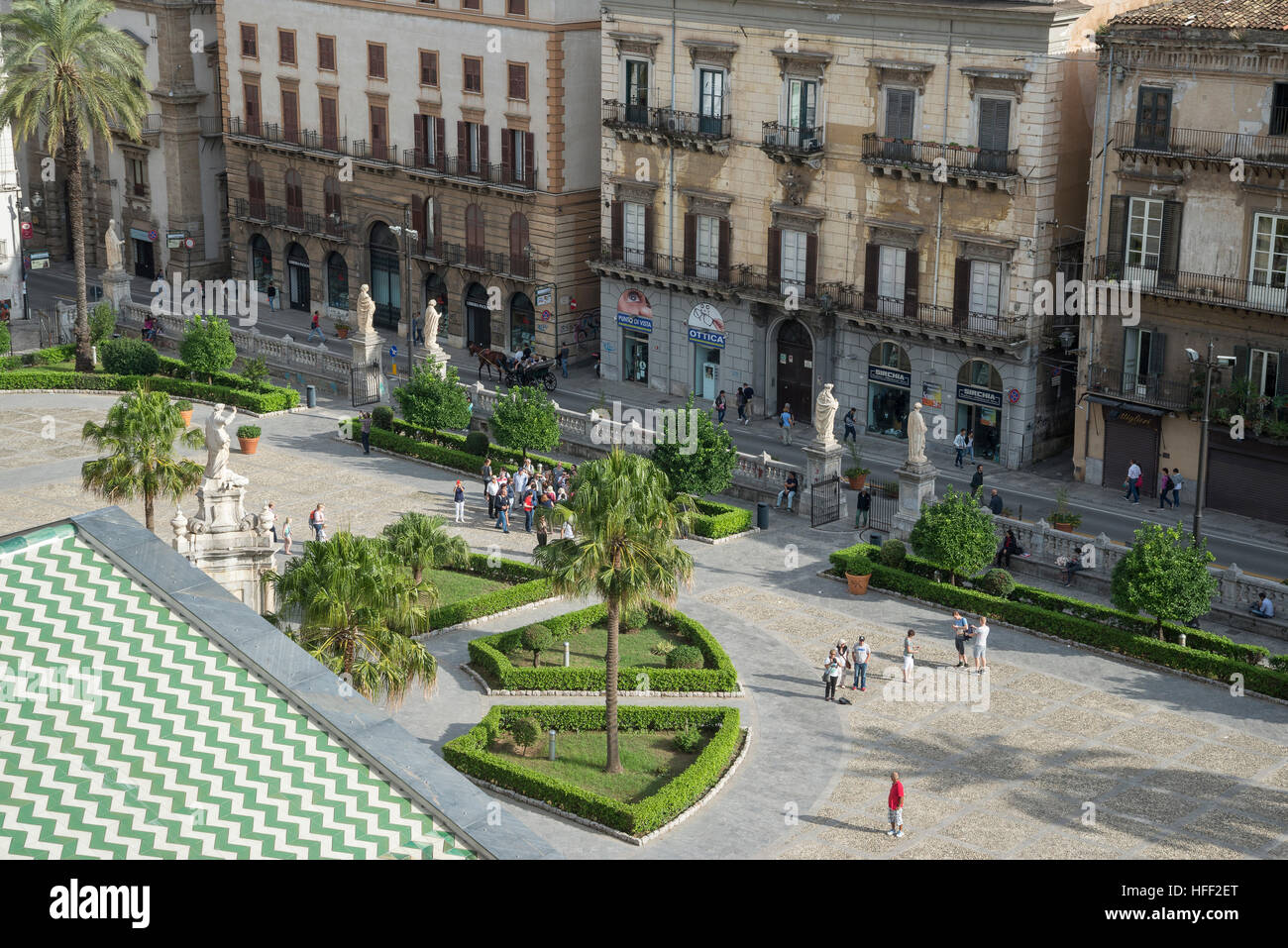 Palermo Cathedral square, Palermo, Sicily, Italy, Europe Stock Photo ...